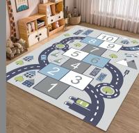 China Cartoon Track Traffic Map Carpet 60x80cm Polyester Fiber Kids Playroom Rug for sale