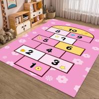 China Cartoon Number Grid Polyester Fiber Carpet 120x160cm for Living Room Children Playroom for sale
