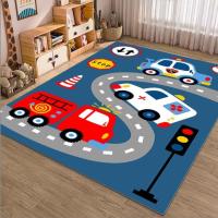 China Cartoon Number Grid Polyester Fiber Carpet 120x160cm for Living Room Children Playroom for sale