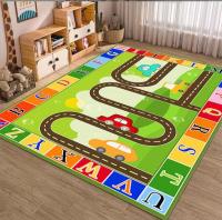 China Children Playroom Rug Cartoon Car Traffic Rail Polyester Carpet 60x80cm Living Room Floor Mat for sale