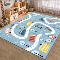 China Children Playroom Rug Cartoon Car Traffic Rail Polyester Carpet 60x80cm Living Room Floor Mat for sale