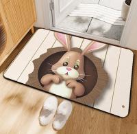 China Polyester Fiber Cartoon Rabbit Carpet 40x60cm Children Playroom Rug Machine Washable for sale