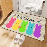 China Polyester Fiber Cartoon Rabbit Carpet 40x60cm Children Playroom Rug Machine Washable for sale