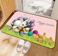 China Polyester Fiber Cartoon Rabbit Flower Carpet 60x80cm Machine Washable Entry Door Mat for sale