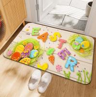 China Polyester Fiber Cartoon Rabbit Flower Carpet 60x80cm Machine Washable Entry Door Mat for sale