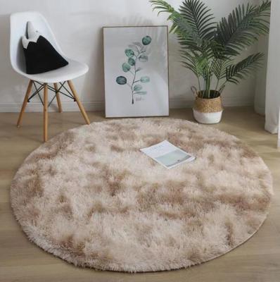 China Round Silk Wool Blend Knitted Carpet 80cm 120cm for Bedroom Living Room for sale