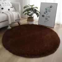 China Round Silk Wool Blend Knitted Carpet 80cm 120cm for Bedroom Living Room Floor Mat for sale