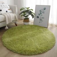 China Round Silk Wool Blend Knitted Carpet 80cm 120cm for Bedroom Living Room Floor Mat for sale