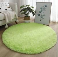 China Round Silk Wool Blend Knitted Carpet 80cm 120cm for Bedroom Living Room Floor Mat for sale