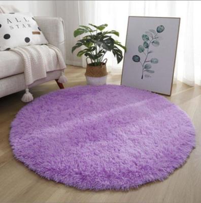 China Round Silk Wool Blended Knitted Carpet 80cm 120cm Bedroom Living Room Floor Rug for sale