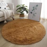 China Round Silk Wool Blended Knitted Carpet 80cm 120cm Bedroom Living Room Floor Rug for sale