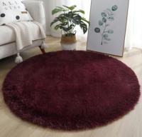 China Round Silk Wool Blended Knitted Carpet 80cm 120cm Bedroom Living Room Floor Rug for sale