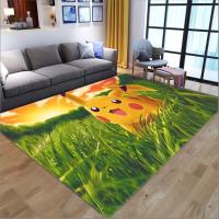 China Custom Pikachu Cartoon Polyester Fiber Floor Carpet 100x150cm Machine Washable Rug for sale