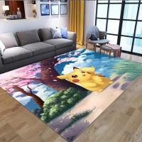 China Custom Pikachu Cartoon Polyester Fiber Floor Carpet 100x150cm Machine Washable Rug for sale