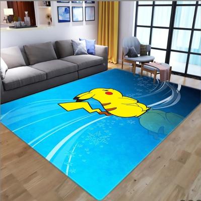 China Customizable Polyester Fiber Pikachu Cartoon Floor Carpet 100x150cm Machine Washable for sale