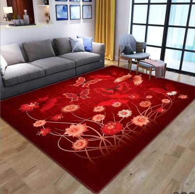 China 3D Printed Flower Butterfly Polyester Fiber Carpet 100x150cm Living Room Floor Mat for sale
