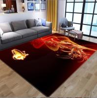 China 3D Printed Flower Butterfly Polyester Fiber Carpet 100x150cm Living Room Floor Mat for sale