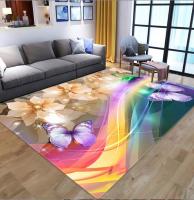 China 3D Printed Flower Butterfly Polyester Fiber Carpet 100x150cm Living Room Floor Mat for sale