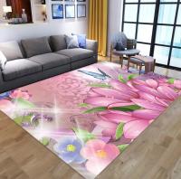 China 3D Printed Flower Butterfly Polyester Fiber Carpet 100x150cm Living Room Floor Mat for sale