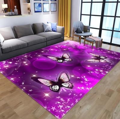China 3D Printed Flower Dragonfly Polyester Fiber Floor Carpet 100x150cm Custom Size for sale