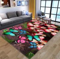 China 3D Printed Flower Dragonfly Polyester Fiber Floor Carpet 100x150cm Custom Size for sale