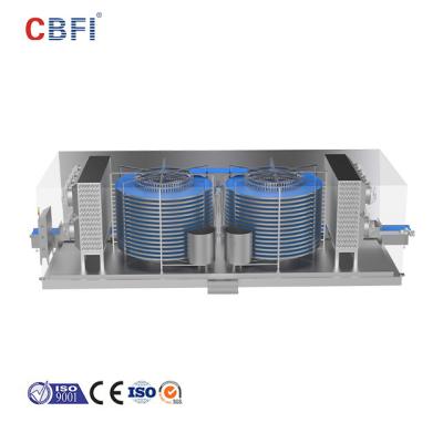 China Double Tower Stainless Steel Spiral Cooling Conveyor Freezer 500kg Capacity for Bread Pizza Cookies for sale
