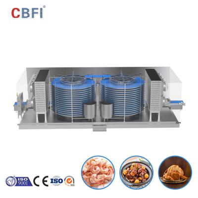 China Industrial Spiral Quick Freezer 500-800kg/h IQF Blast Freezer Shock Fast Freezing for sale
