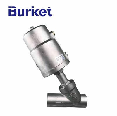China PN16 Stainless Steel Pneumatic Thread Ends Y-type Angle Seat Valve With Stainless Steel Actuator for dyeing machine for sale