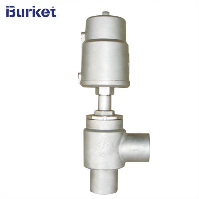China ss304 PN16 235psi Pneumatic  Sanitary Thread Ends Right Angle Seat Valve With Stainless Steel Actuator for sale