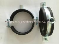 China Bandwidth 25 mm Galvanized Steel Pipe Clamps With Rubber And M8 / M10 Nut Weld for sale