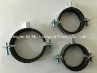 China 1 - 3/4 Inch Galvanized Rubber Pipe Clamp with M8 / M10 Nut Connect , CE / ROHS for sale