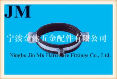China 1.5 mm Thick Rubber Pipe Clamp With White Zinc Surface Treatment 4 Inch Size for sale