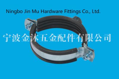 China 5 Inch Metal  Tubing Clamps Supports With Rubber , M8 / M10 Nut Connect Metal Pipe Clips for sale