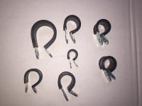China P Type Fuel Hose Clamps , 12 mm - 25 mm Bandwidth Rubber Coated Hose Pipe Clips for sale