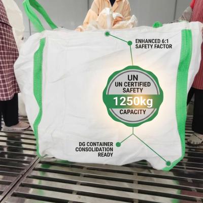 China Comprehensive UN Certified Safety Packaging FIBC 1250kg 6:1 Enhanced Safety Factor for DG Container Consolidation for sale