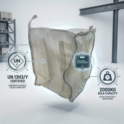 China Industry-Grade UN Packaging Bags 2000kg Bulk Capacity Corrosive Chemical Solids 13H3/Y Certified Woven PP for sale