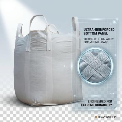 China Heavy-Gauge PP FIBC Bags 2000kg Capacity Reinforced Bottom Panel for High-Density Mineral Powder Loading Mining for sale