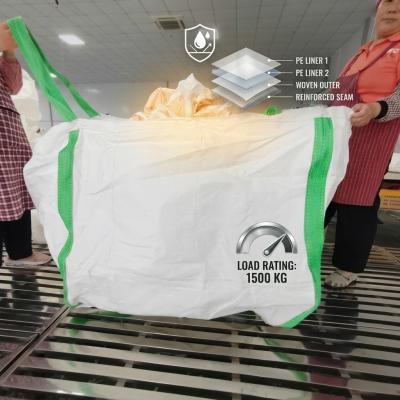 China Versatile Container Bags Bulk Storage Solution 1500kg Removable PE Liner System Hazardous and Non-Hazardous for sale