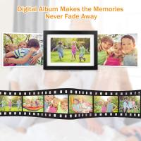 China Digital Display 10.1 Inch Digital Photo Frame Wall Mounted With Wood Frame  And Micro USB Slot for sale