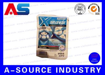 China Anavar 60 Tablets Oral Peptide Custom Printed Zip Lock Aluminum Plastic Bags Printing With Security Hologram for sale