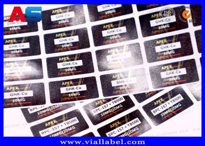 China Peptide Small Bottle Label Printing , 3ml Ghk-Cu Labels Printing Foil Aluminum Metallic Colors for sale