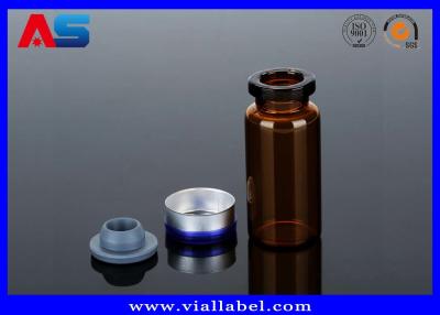 China Tubular Miniature Glass Bottles Blue Amber Glass Bottles With Secure Rubber Lids for bodybuilding vials for sale