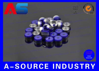 China Glass Vial Aluminum Cap With Rubber Stopper For 10ml / 2ml Bottles electroplating black for sale