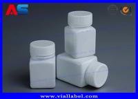 China PET Pharmacy White 50ml Plastic Pill Bottles With Screw Cap Square Shape Pressure Sensitive seal for sale