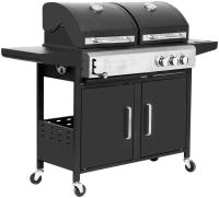 China 4 Burner Cooking Grill Gas and Charcoal Grill Trolley BBQ Smoker Combo for Outdoor for sale