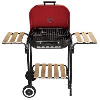 China Outdoor Camping 18in Portable Charcoal Grill With Two Side Tables and Wheels Rectangular for sale