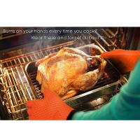 China Customized Waffle Style Silicone Smoker BBQ Gloves Extreme Heat Resistant Waterproof Mitts for sale