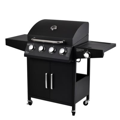 China Powder Coated 4 1 Burners Gas Grill Camping Smokeless Automatic Barbecue Grill Machine for sale