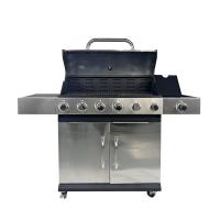 China High Pressure Protection Device 6 Burner Gas BBQ Grill with Side Burner Table Cabinet for sale