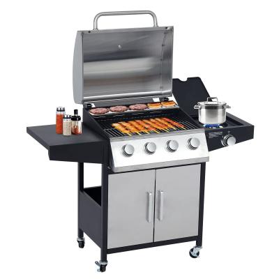 China Commercial Outdoor BBQ Gas Grill with Stainless Steel Construction and Side Bunner for sale